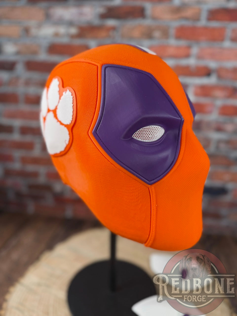 Clemson-Inspired Orange, Purple, & White Masked Mercenary Mask – Redbone Forge