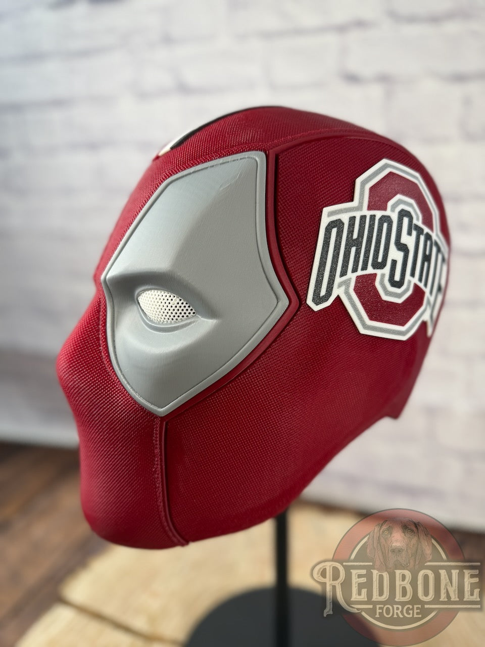 Ohio-Inspired Garnet & Silver Masked Mercenary Mask – Redbone Forge