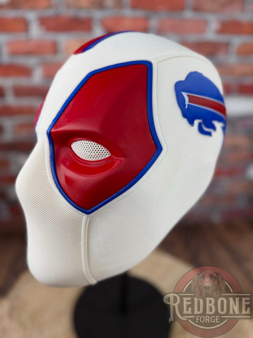 Buffalo-Inspired White, Red, & Blue Masked Mercenary Mask – Redbone Forge