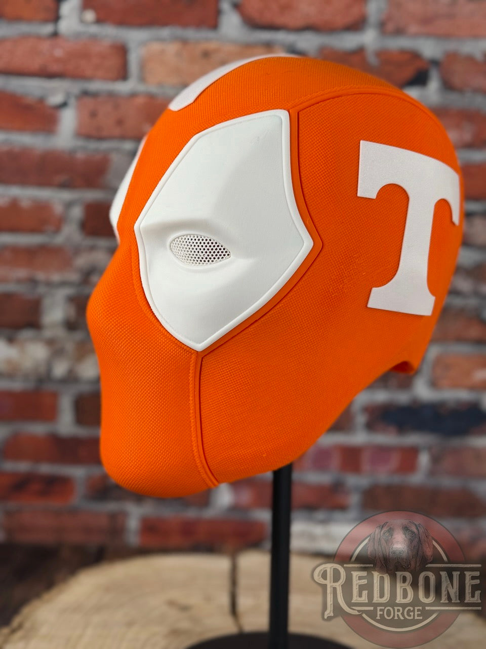 Tennessee-Inspired Orange & White Masked Mercenary Mask – Redbone Forge
